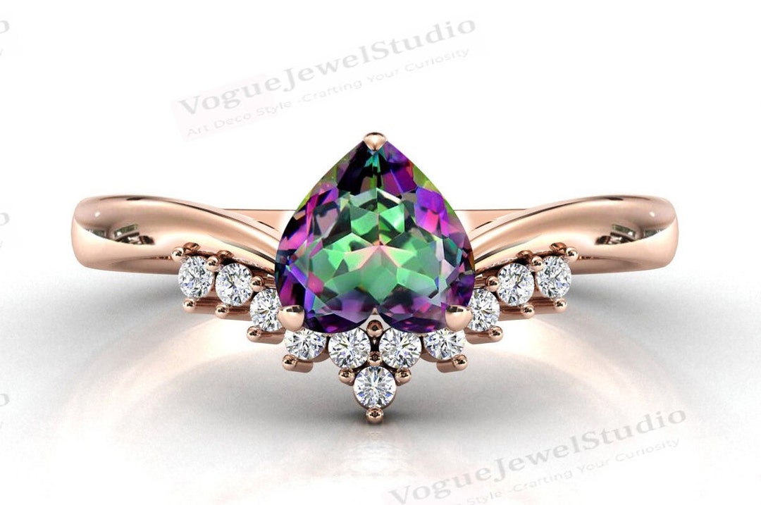 Bio Color Mystic Topaz Engagement Ring Heart Shaped Mystic Topaz ...