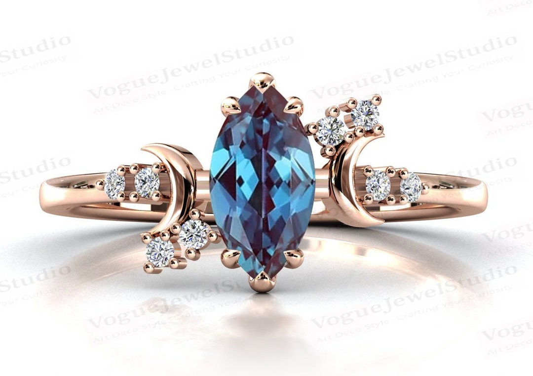 Moon of My Life Alexandrite Engagement Ring Art Deco Alexandrite ...