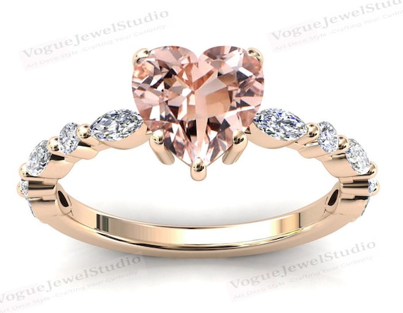 Heart Shaped Morganite Engagement Ring 925 Sterling Silver - Etsy