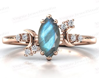 Labradorite Wedding Ring - Etsy