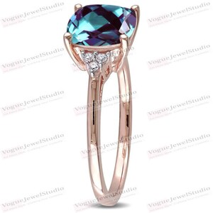 Color Changing Alexandrite Engagement Ring Cushion Cut Alexandrite ...