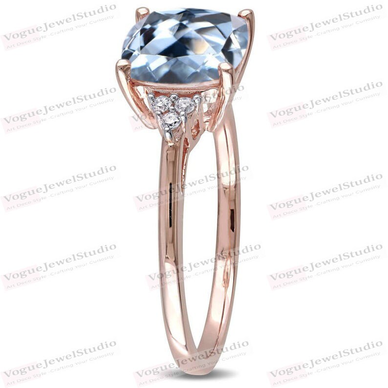 Vintage Aquamarine Engagement Ring Cushion Cut Aquamarine - Etsy