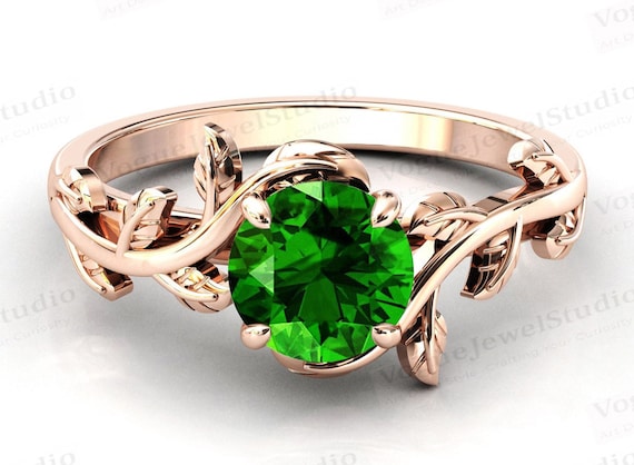 Antique Tsavorite Garnet Engagement Ring Nature Inspired Green | Etsy