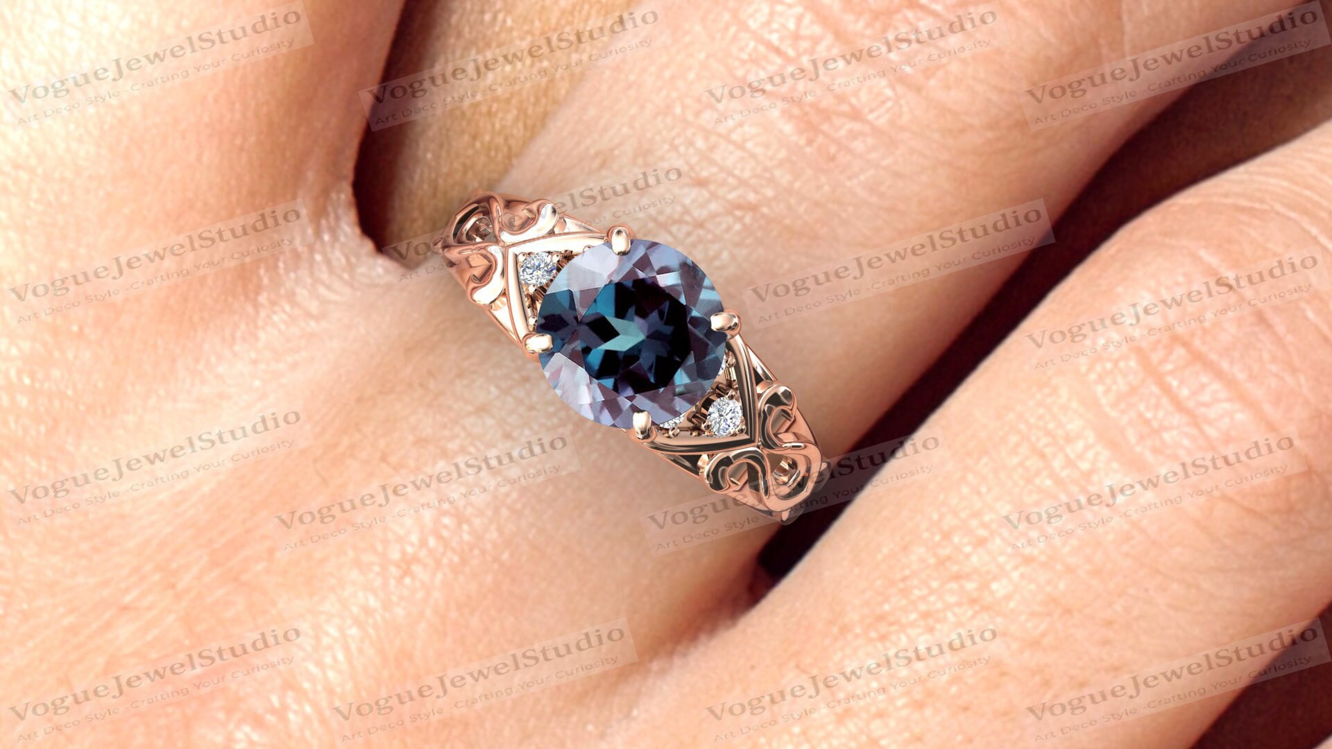 Vintage Alexandrite Engagement Ring for Her Art Deco - Etsy