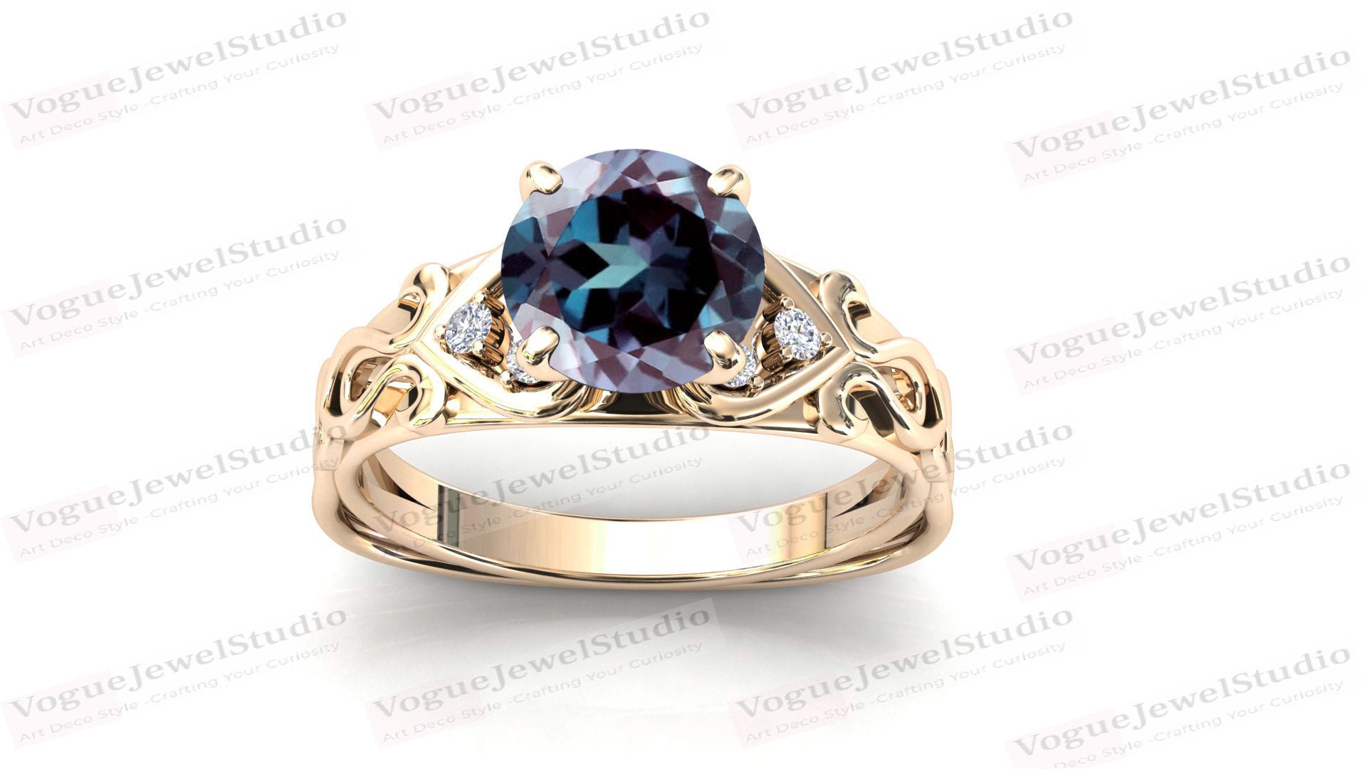 Vintage Alexandrite Engagement Ring for Her Art Deco - Etsy