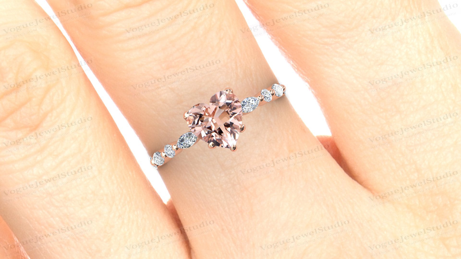Heart Shaped Morganite Engagement Ring 925 Sterling Silver Morganite ...