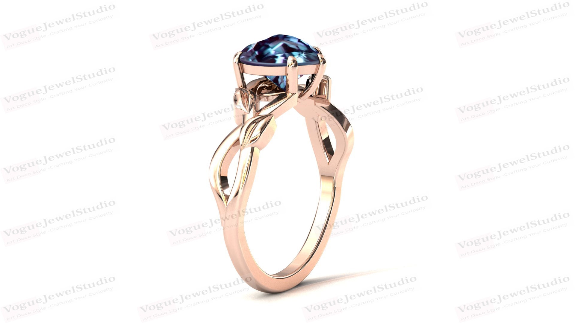 Heart Shaped Alexandrite Engagement Ring 14k Rose Gold Alexandrite ...