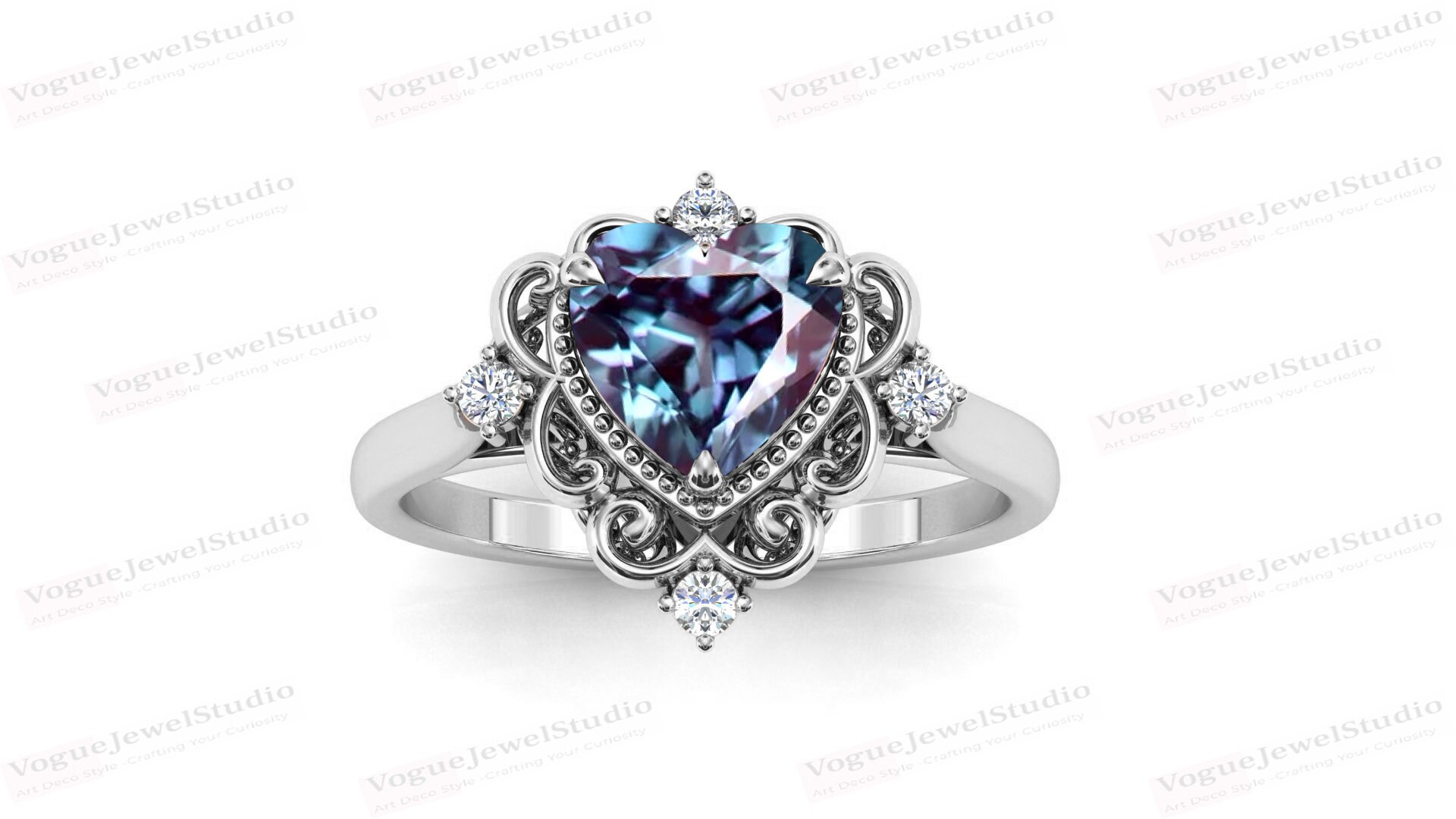 Heart Shaped Alexandrite Engagement Ring Color Changing - Etsy
