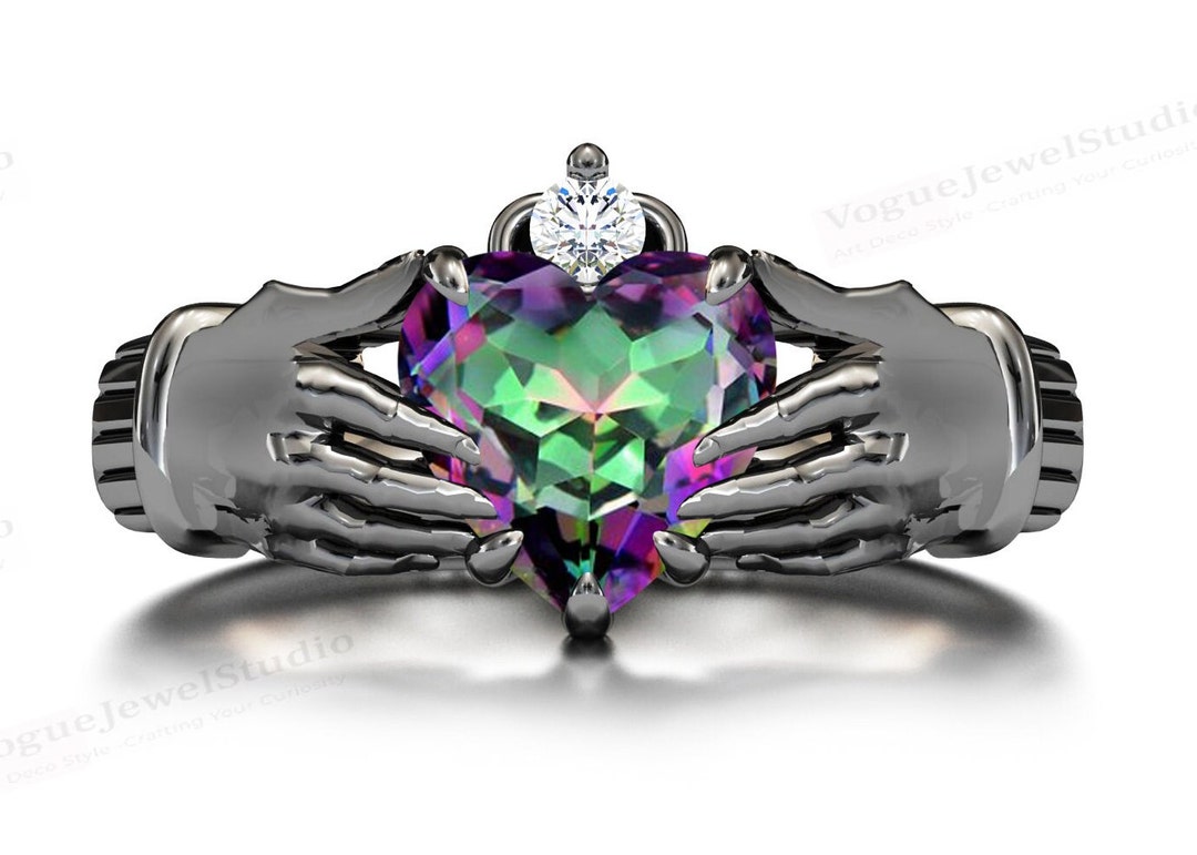 Bio Color Mystic Topaz Engagement Ring Heart Shaped Mystic Topaz ...