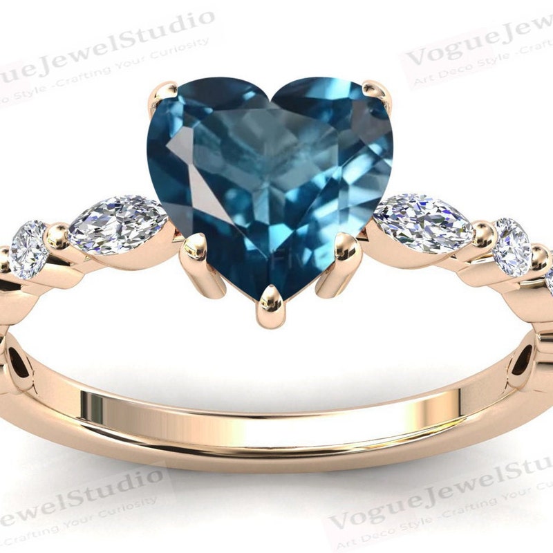 Blue Heart Ring - Etsy