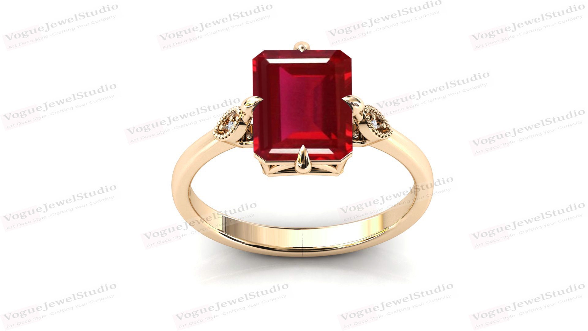 3 CT. Ruby Engagement Ring for Women Emerald Cut Ruby Wedding - Etsy