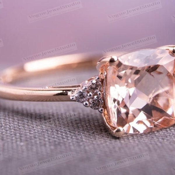 Rose Gold Cushion Cut Ring - Etsy