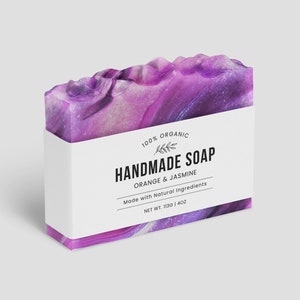 Soap Bar Label Template, Homemade Soap Wrapper, Canva Soap Band Design ...