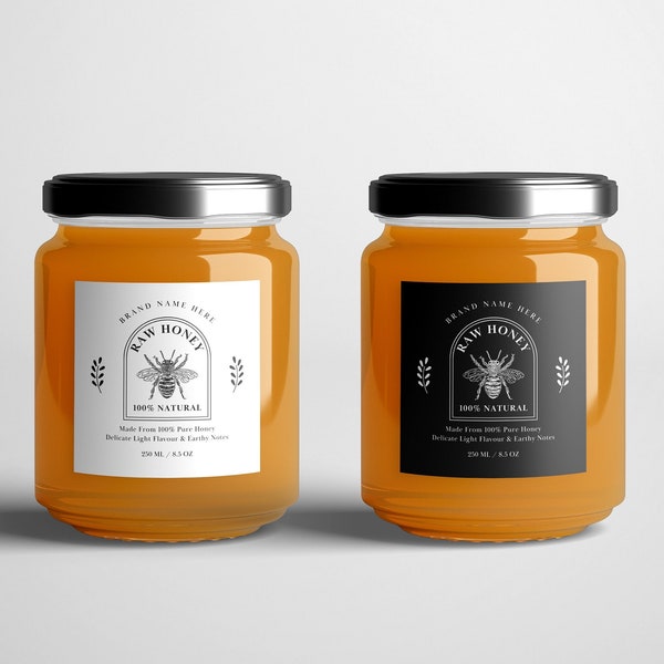 Canva Honey Jar Labels Template, Jam Jar Labels, Honey Labels Design ...