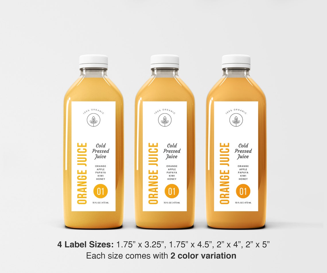 Juice Bottle Labels Template, Custom Juice Labels, Juicing Labels ...