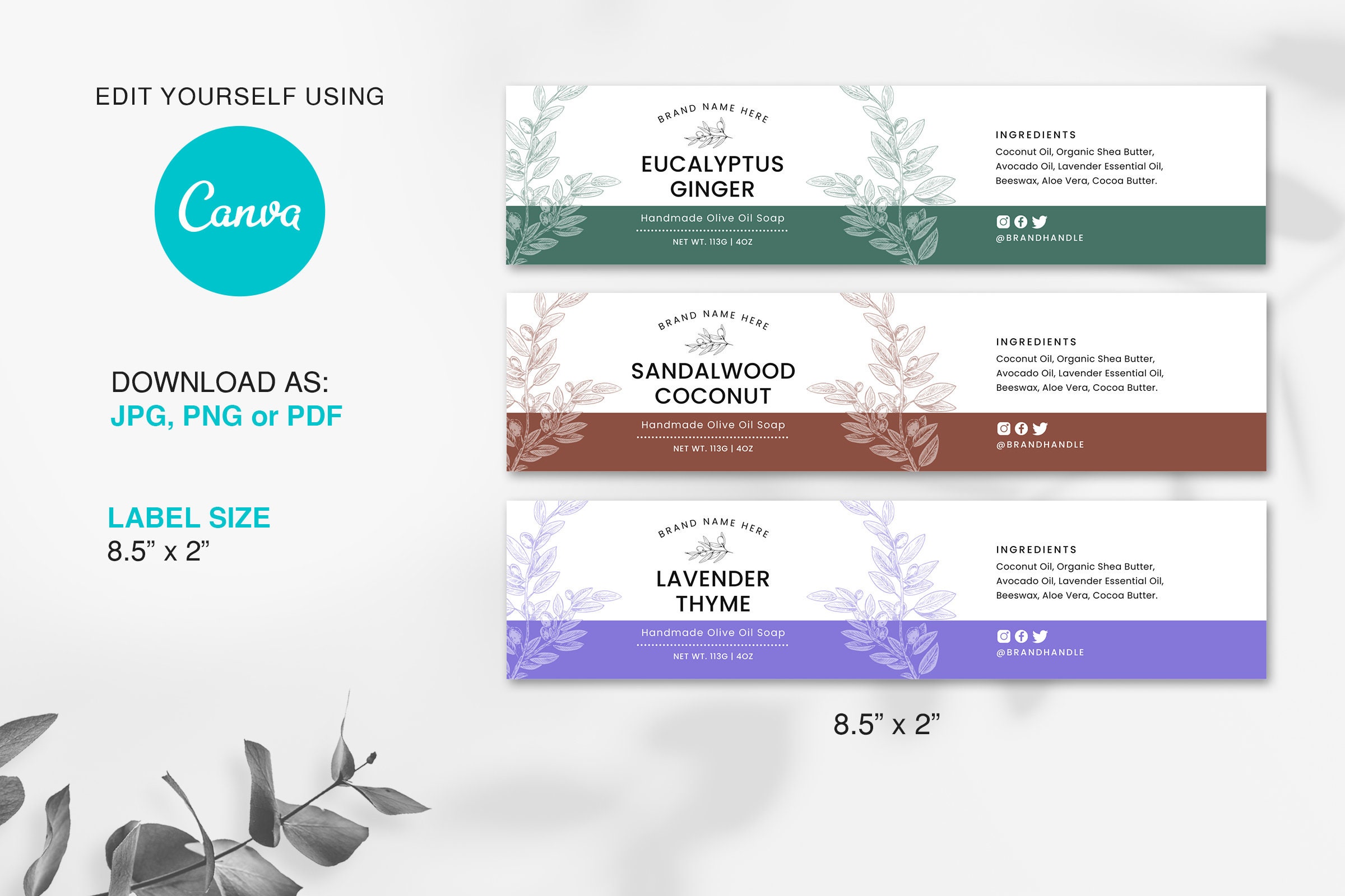 Editable Soap Labels Template, DIY Customizable Soap Label Design ...