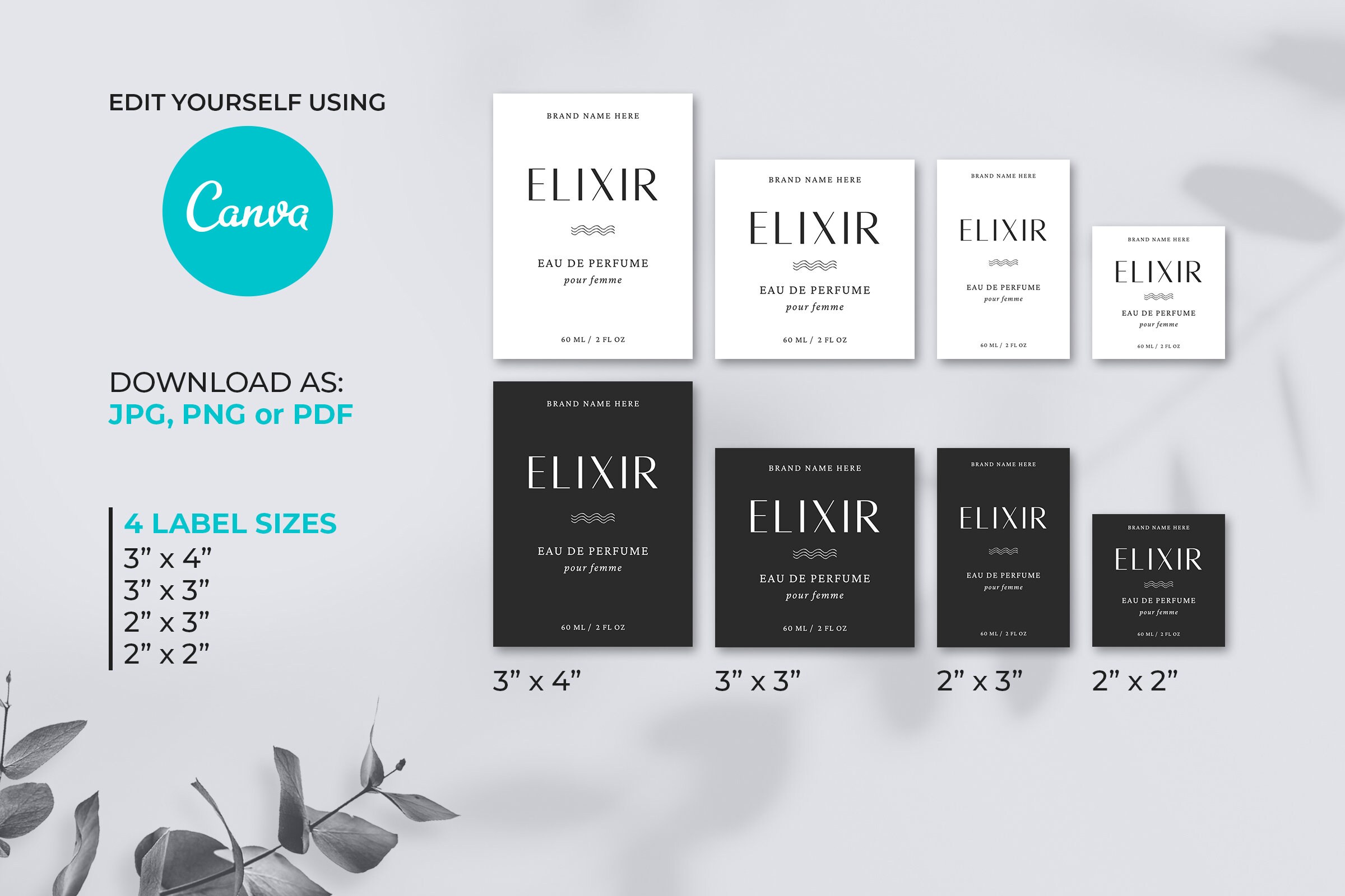 Editable Perfume Bottle Label Template, Personalized Sticker for ...