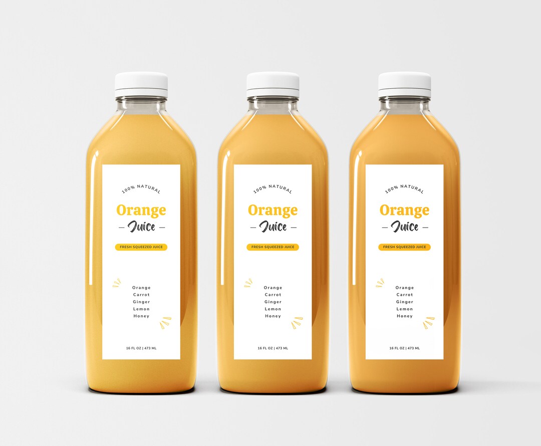 Juice Bottle Labels Template, Juicing Labels, Editable Juice Labels ...