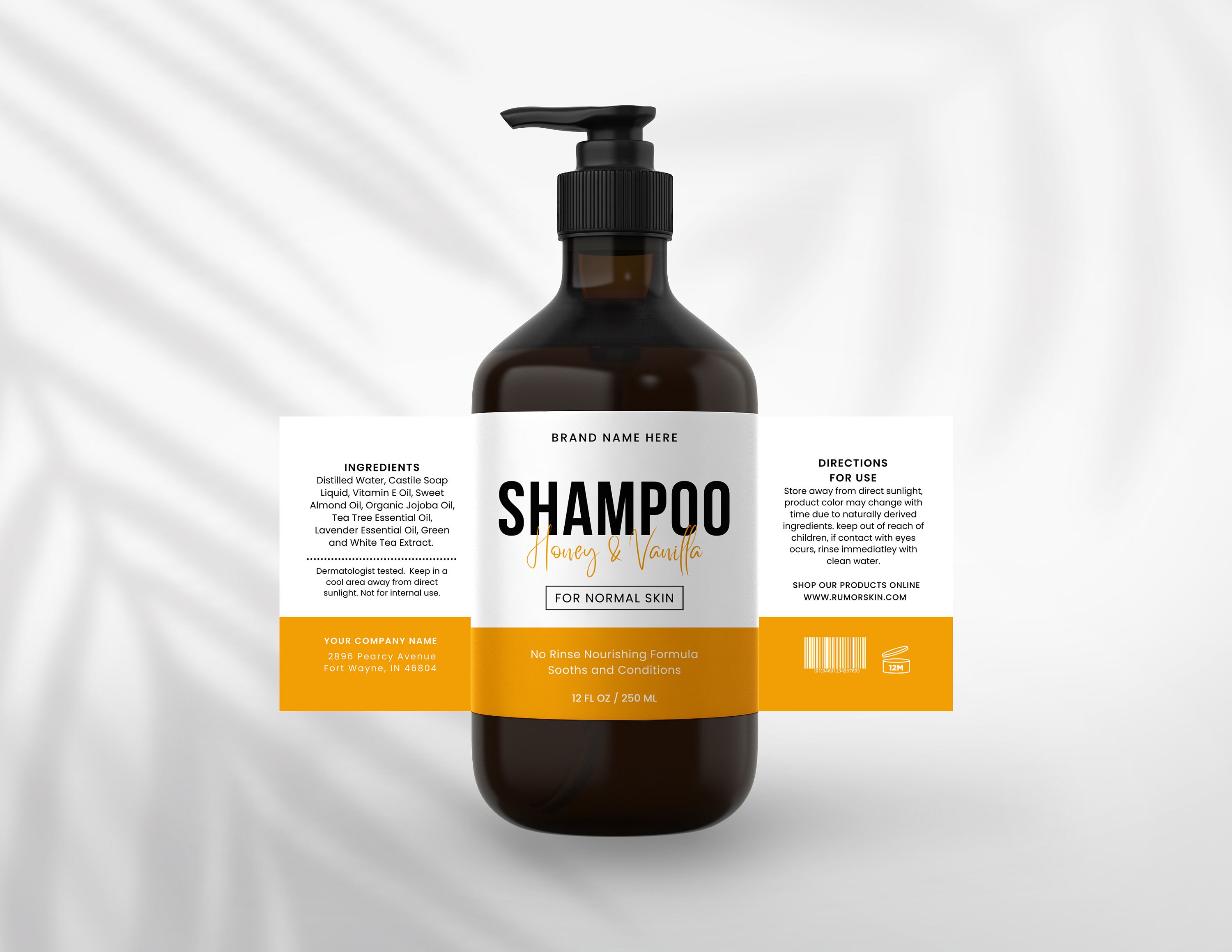 Shampoo Bottle Label Template, Body Wash and Conditioner Labels ...