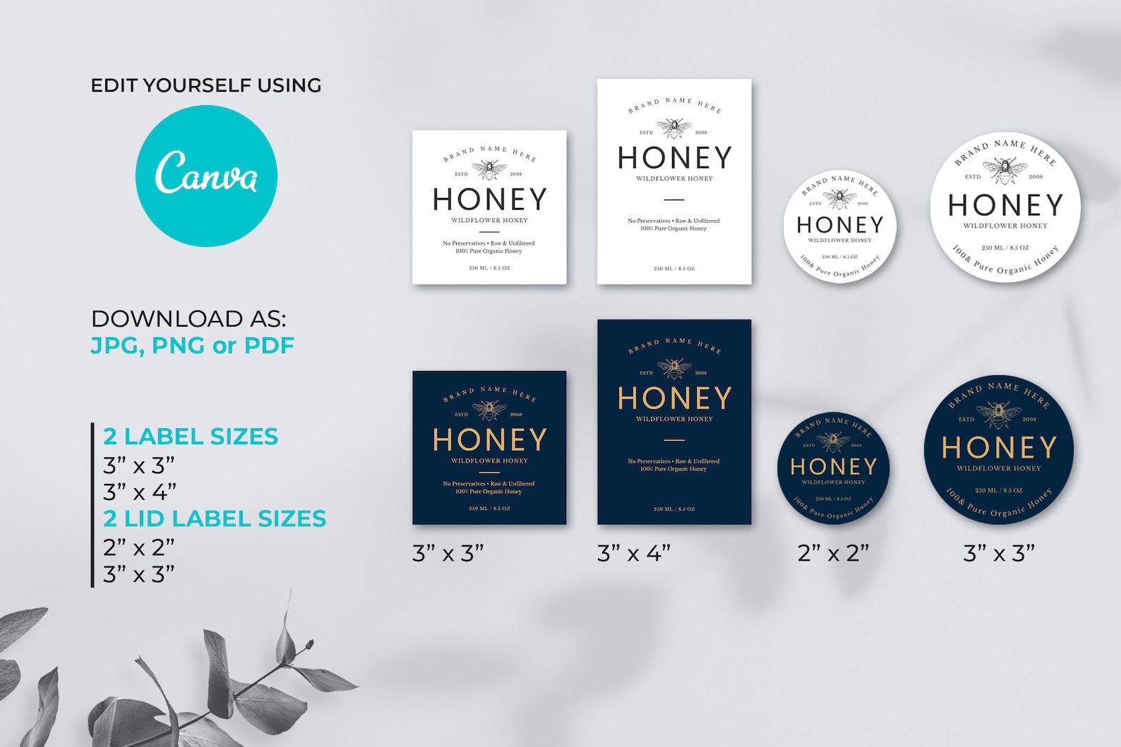 Canva Honey Jar Labels Template, Jam Jar Labels, Honey Labels Design ...