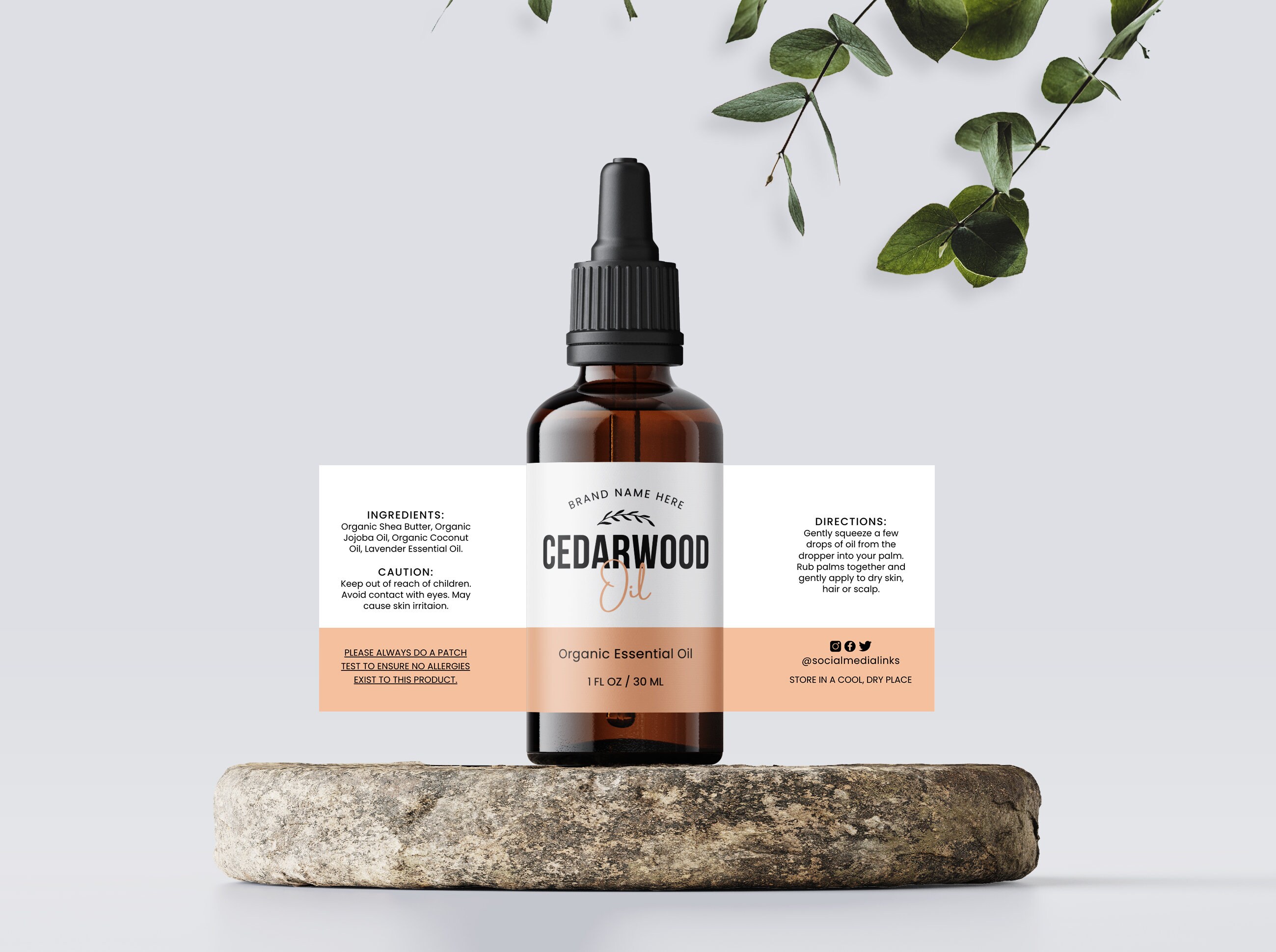 Editable Dropper Bottle Label Template, Essential Oil Custom Product ...