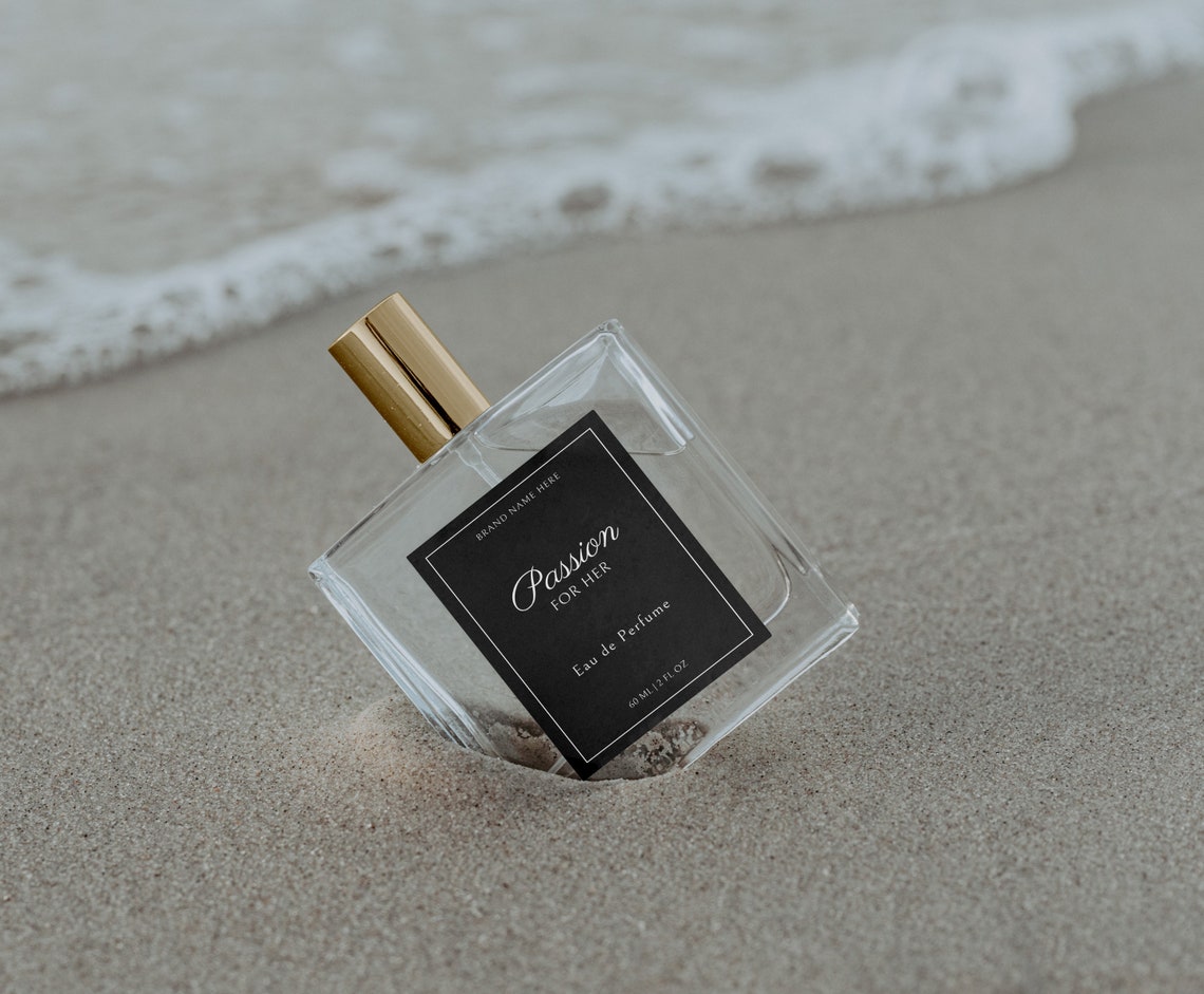 Perfume Bottle Label Template, Canva Fragrance Stickers Design, Luxury ...