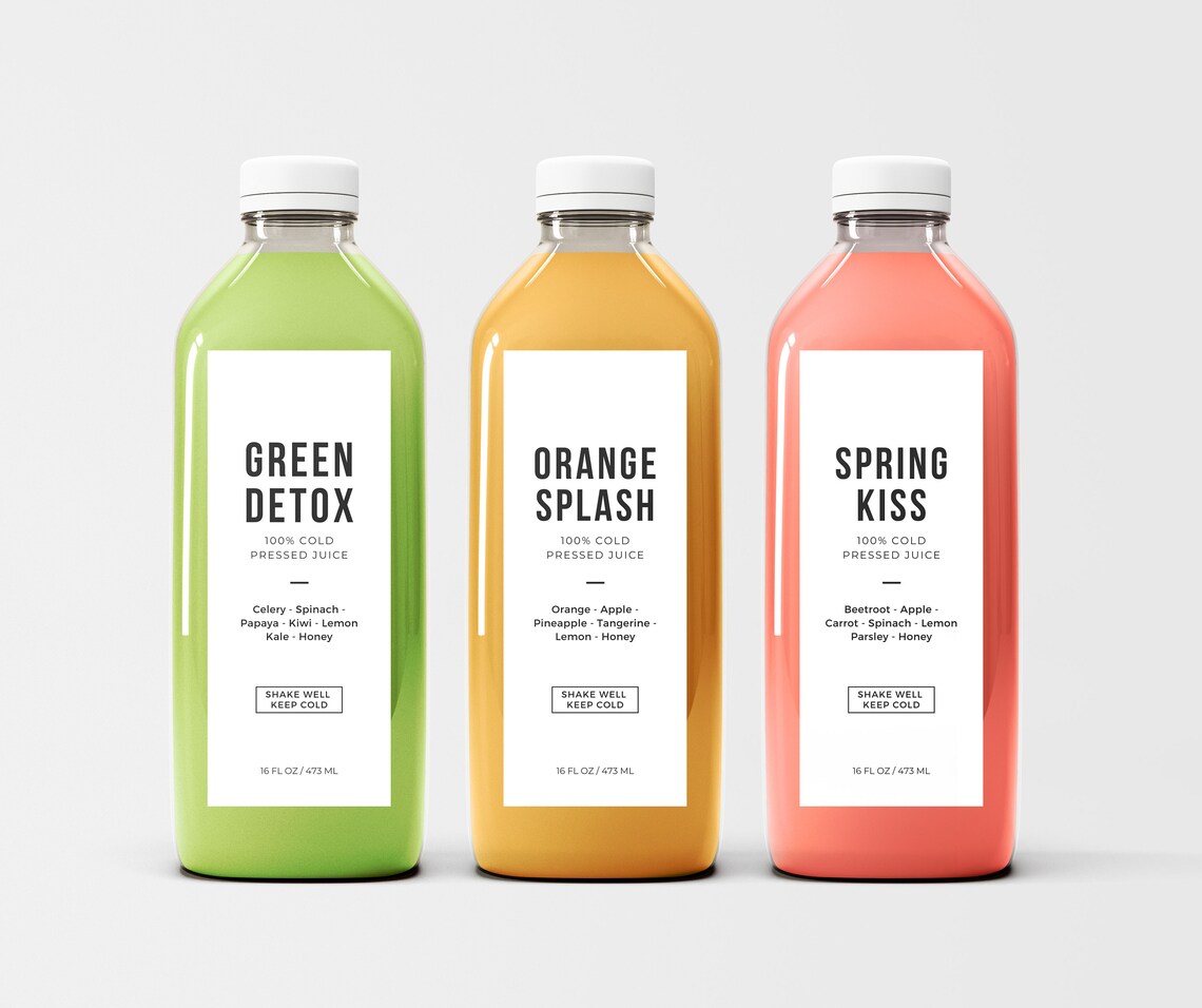 Juice Bottle Label Template, Labels Bottles, Editable Juice Labels ...