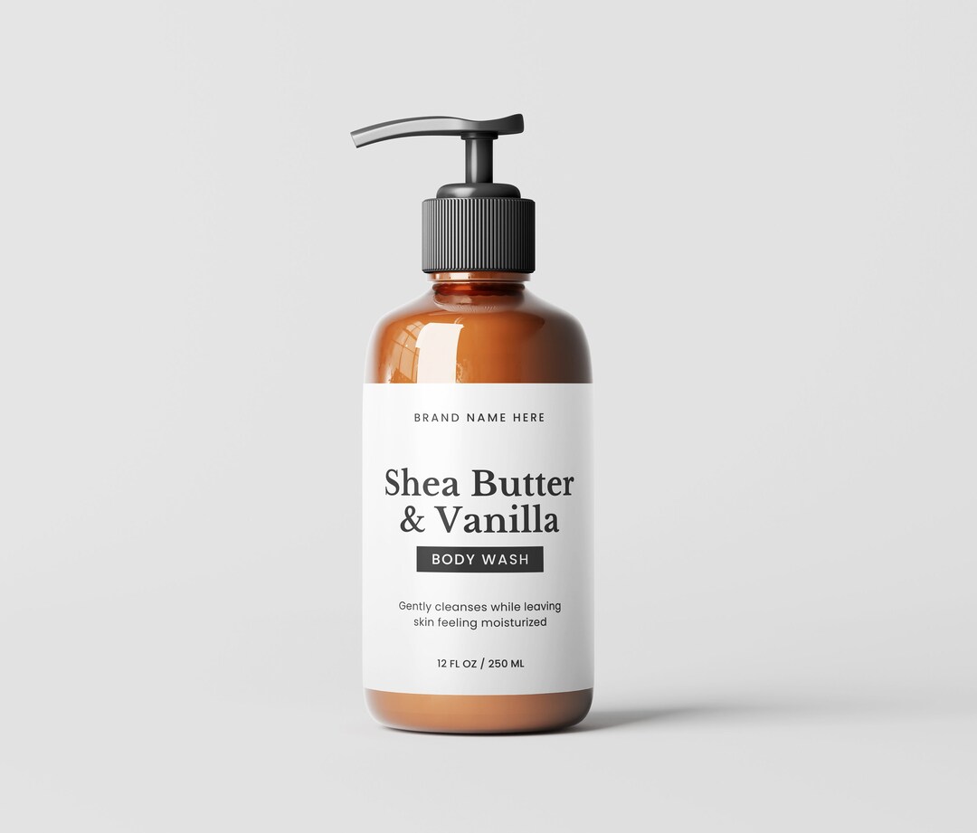 Printable Dispenser Bottle Labels Template, Editable Body Wash Label ...