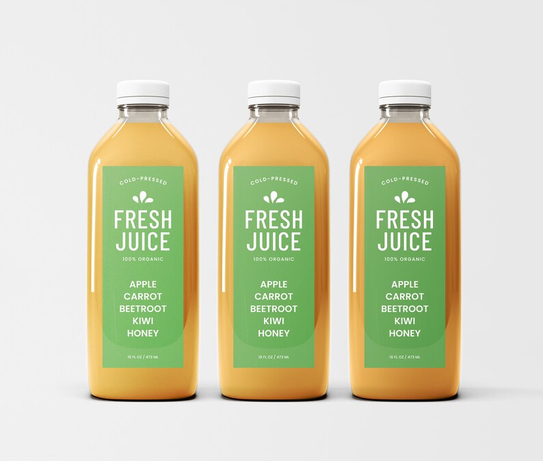 Editable Juice Label Template, Smoothie Label, Canva Printable Custom ...
