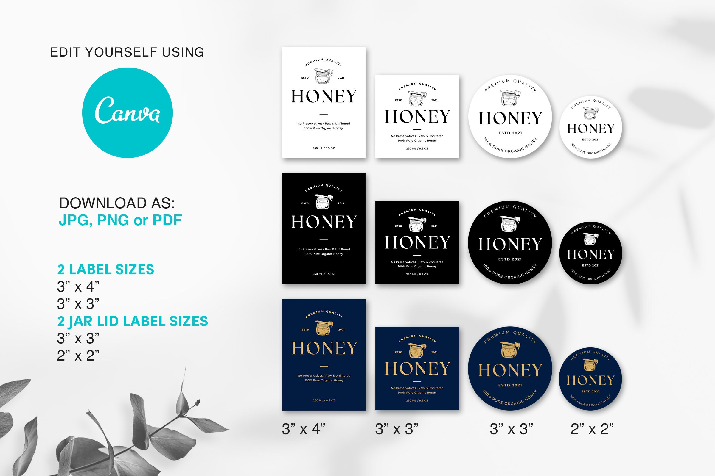 Editable Honey Jar Labels Template, Homemade Honey Stickers, Printable ...
