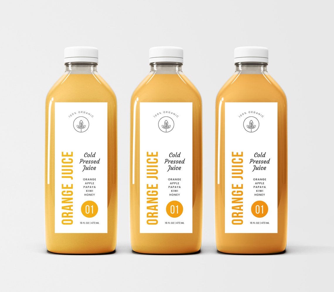 Juice Bottle Labels Template, Custom Juice Labels, Juicing Labels ...