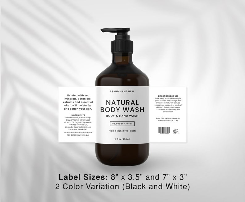 Dispenser Bottle Labels Template, Body Wash Label, Shampoo Stickers ...