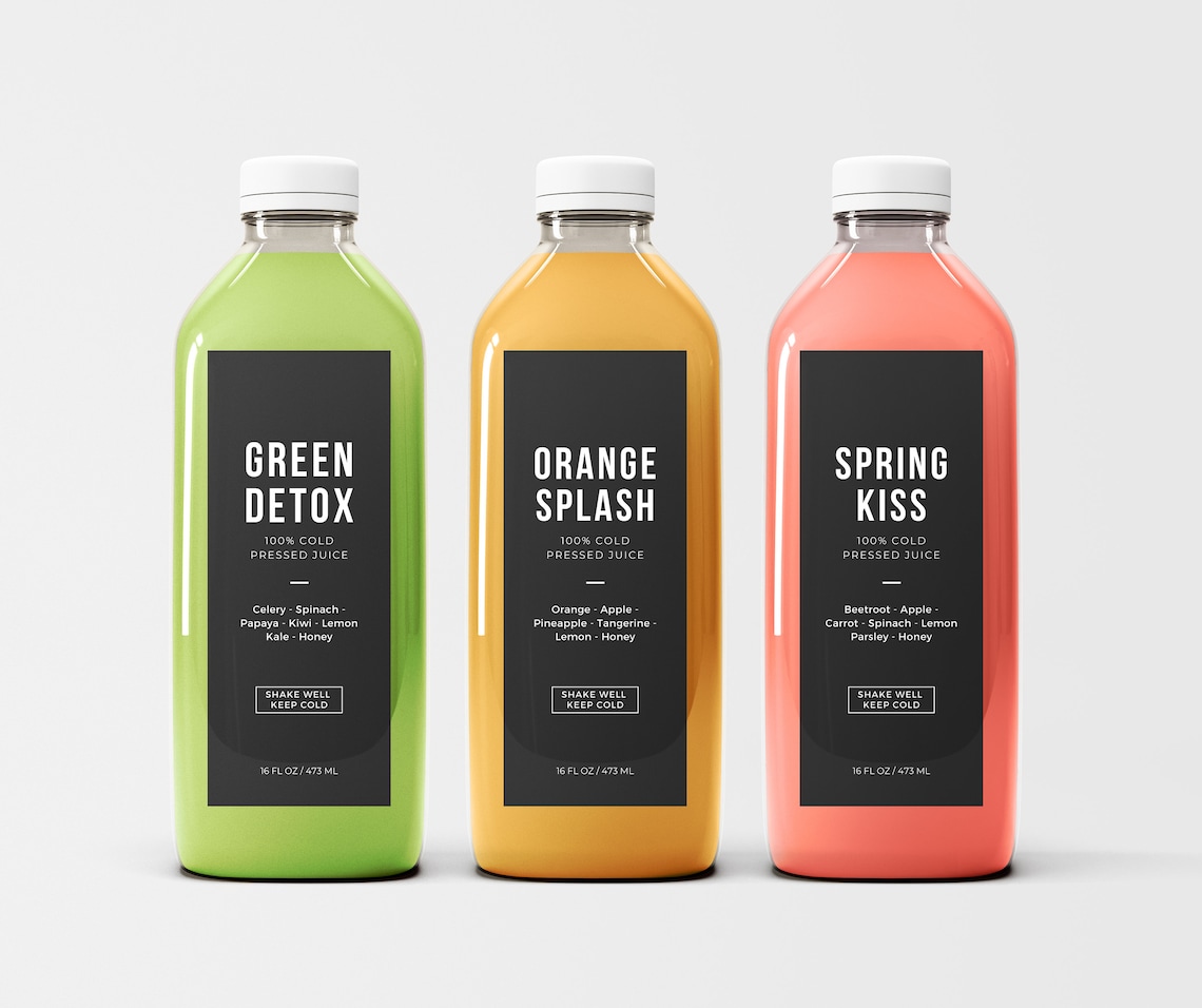 Juice Bottle Label Template, Labels Bottles, Editable Juice Labels ...