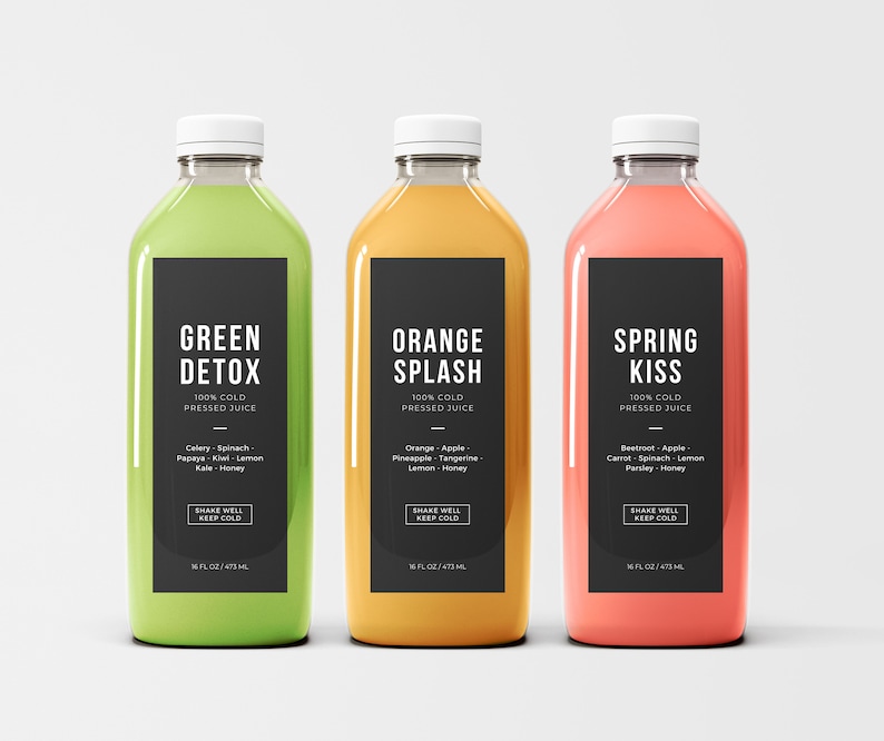 Juice Bottle Label Template, Labels Bottles, Editable Juice Labels ...