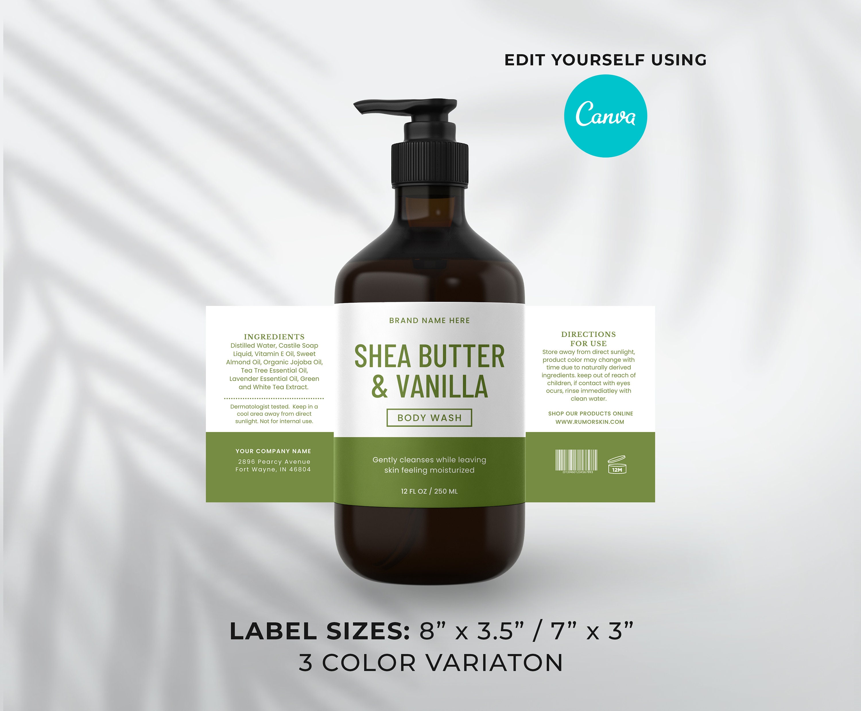 Soap Dispenser Bottle Label Template, Printable Cosmetic Labels, Canva ...