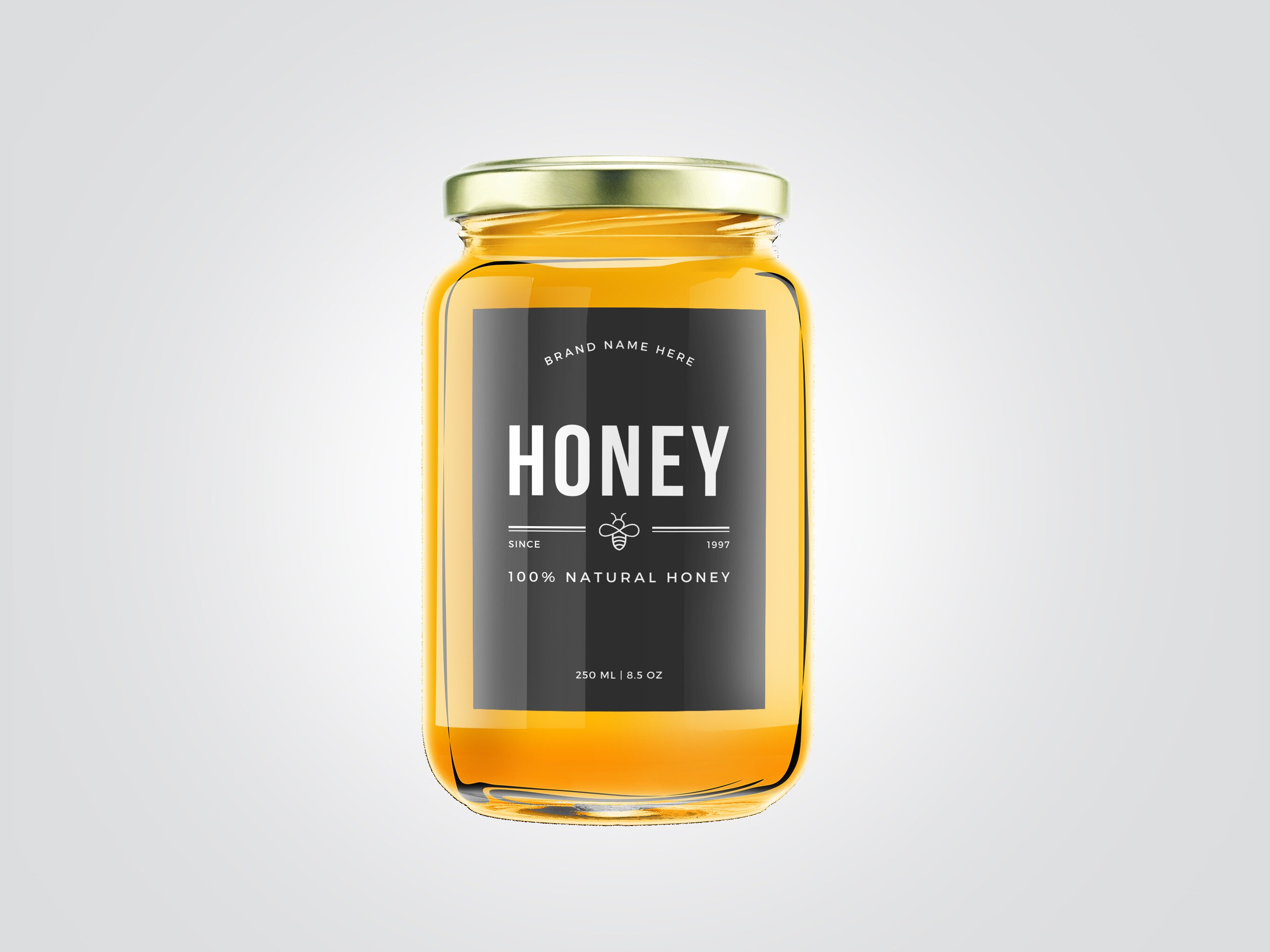 Honey Jar Label Template Design, Honey Stickers, Homemade Honey Labels ...