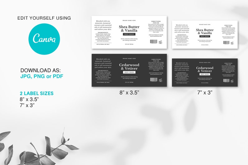 Printable Dispenser Bottle Labels Template, Editable Body Wash Label ...