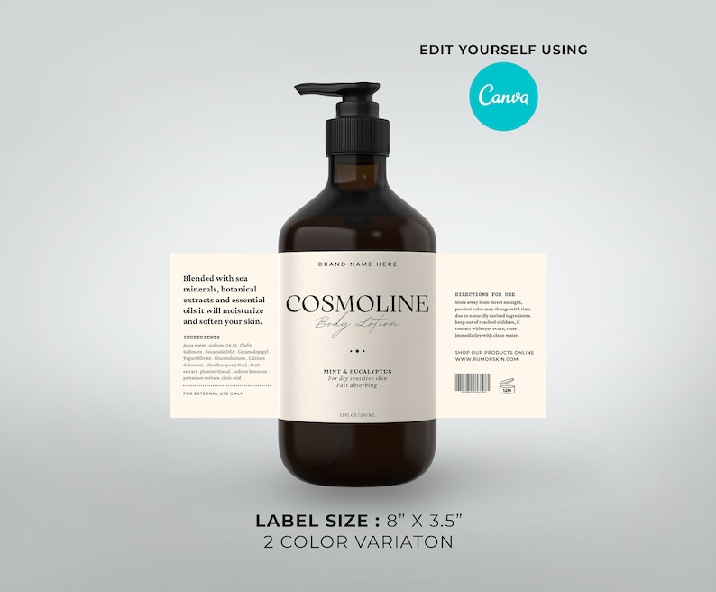 DIY Bottle Label Template - Dispenser Bottle Label Design - Custom ...