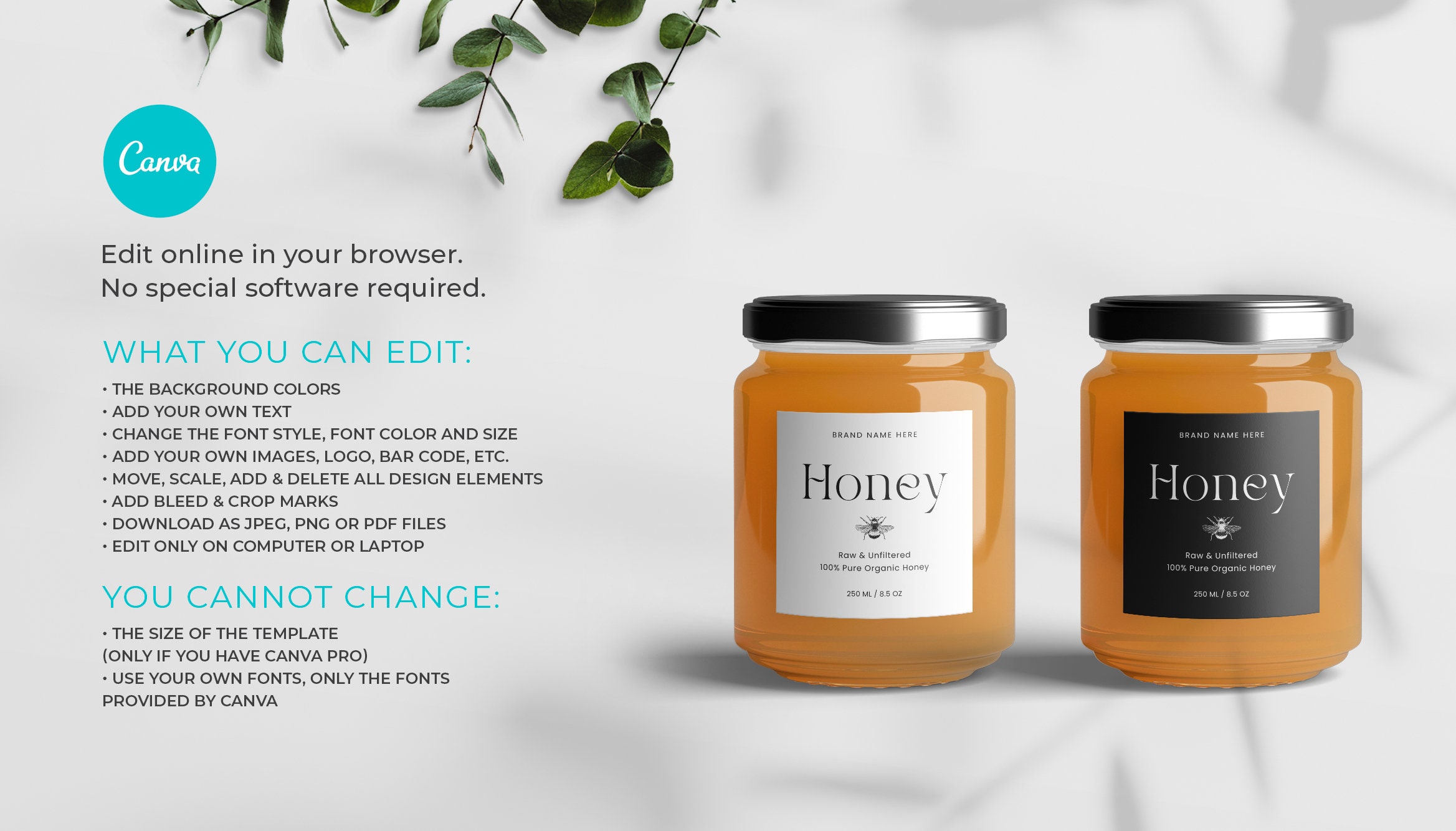 Customizable Honey Labels Template, Premium Honey Jar Labels for ...