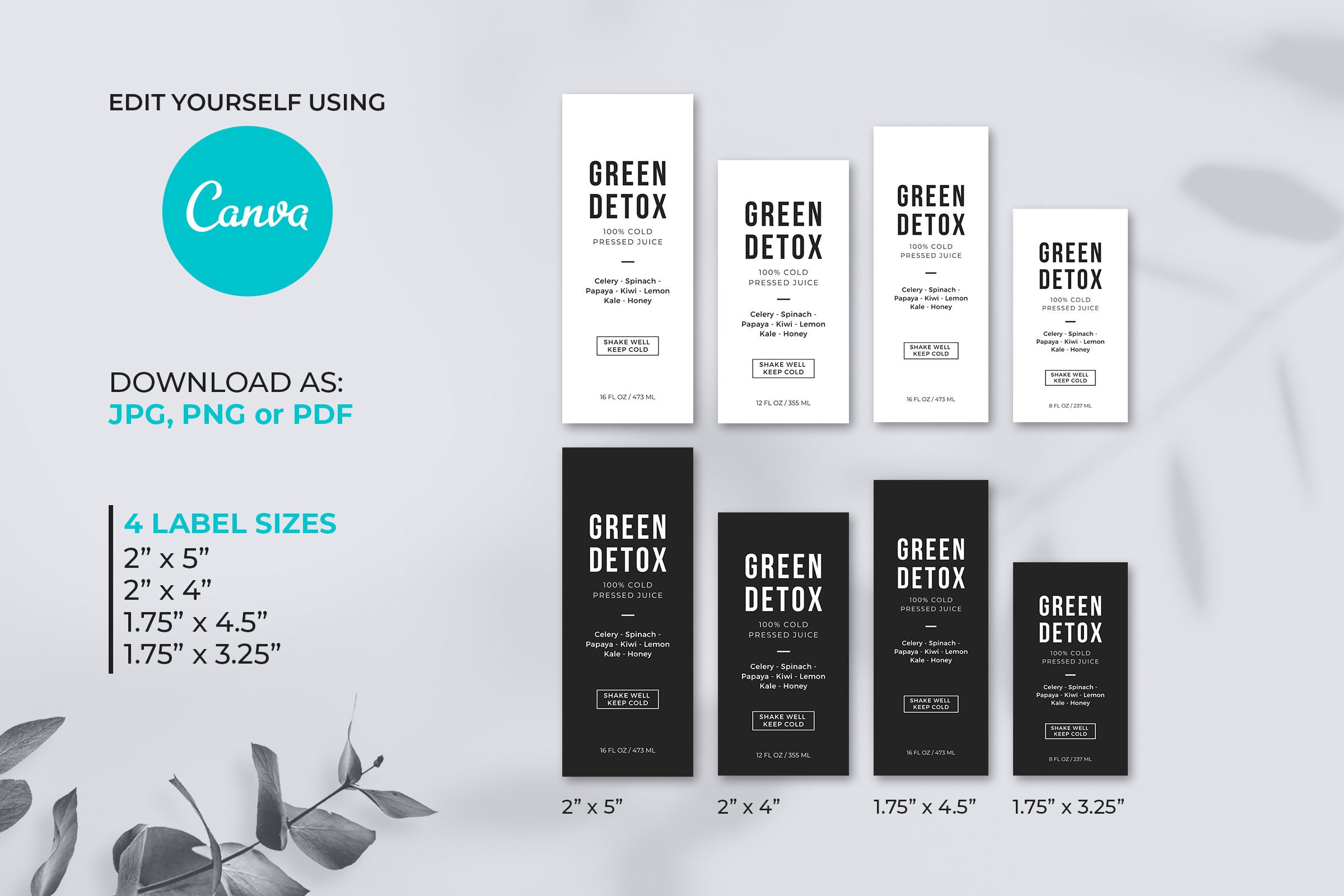 Juice Bottle Label Template, Labels Bottles, Editable Juice Labels ...