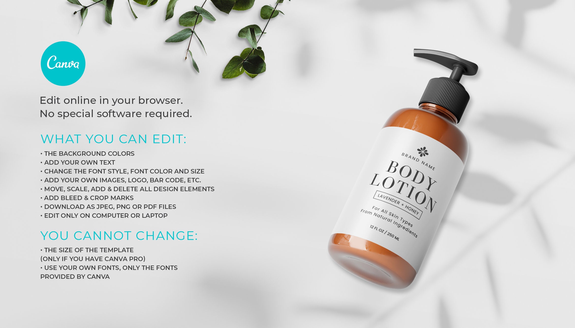 Shampoo Bottle Label Template, Body Wash Label, Body Lotion Stickers ...