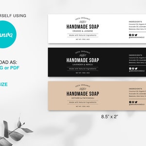 Soap Bar Label Template, Homemade Soap Wrapper, Canva Soap Band Design ...
