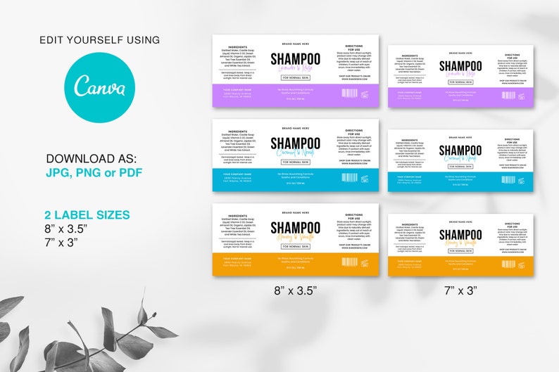 Shampoo Bottle Label Template, Body Wash and Conditioner Labels ...