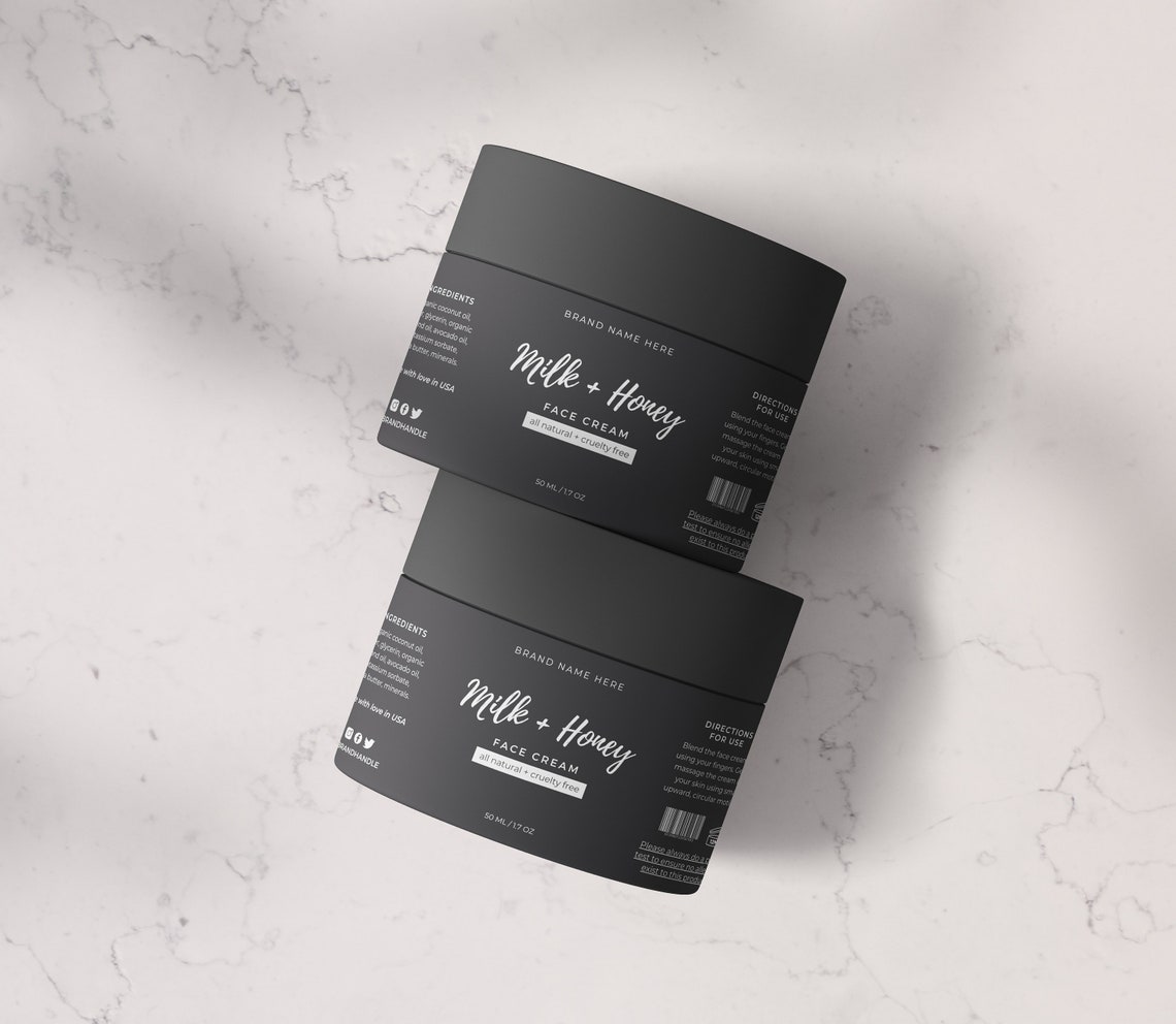 DIY Label Template Editable Jar Label 5x2 Body Cream Jar Cosmetic Jar ...