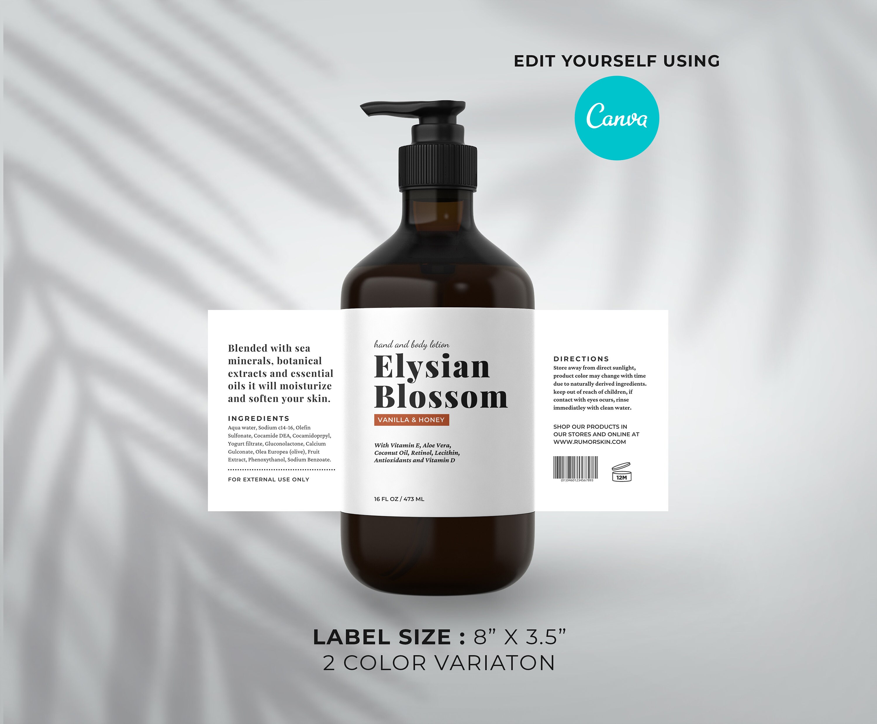 DIY Bottle Label Template Editable Boston Round Label Custom Bottle ...