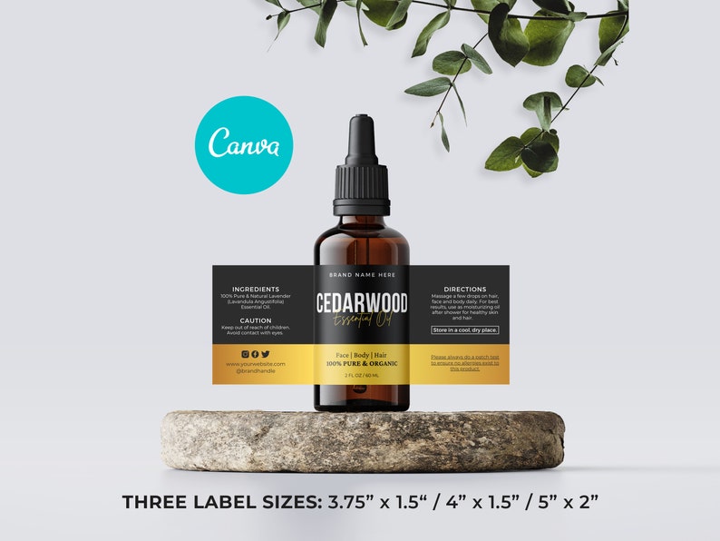 Essential Oil Label Template - Body Spray Label - Editable Canva Label ...
