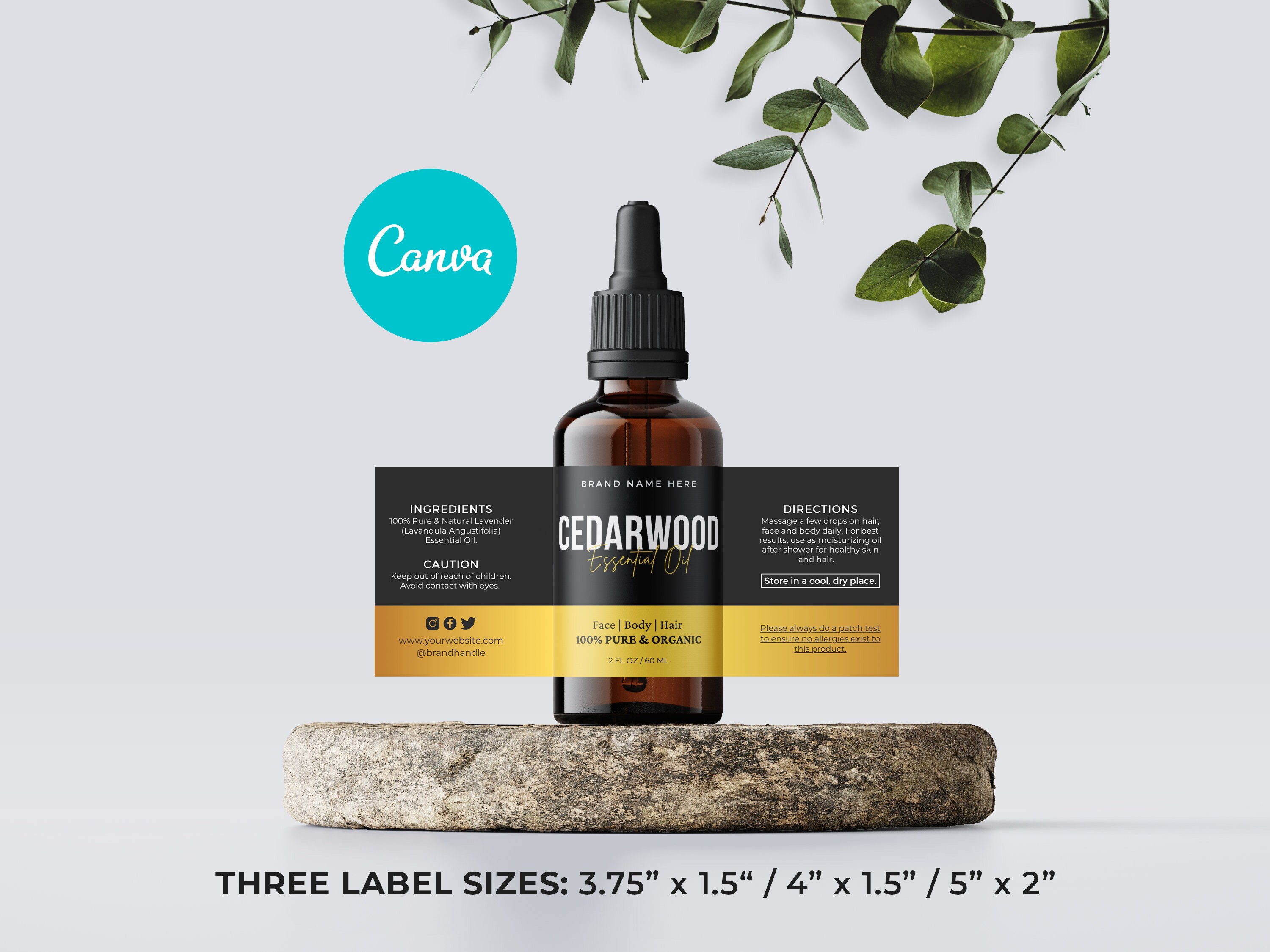 Essential Oil Label Template - Body Spray Label - Editable Canva Label ...