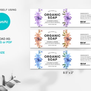 Soap Bar Label Template, Canva Handmade Soap Labels, Soap Wrapper ...