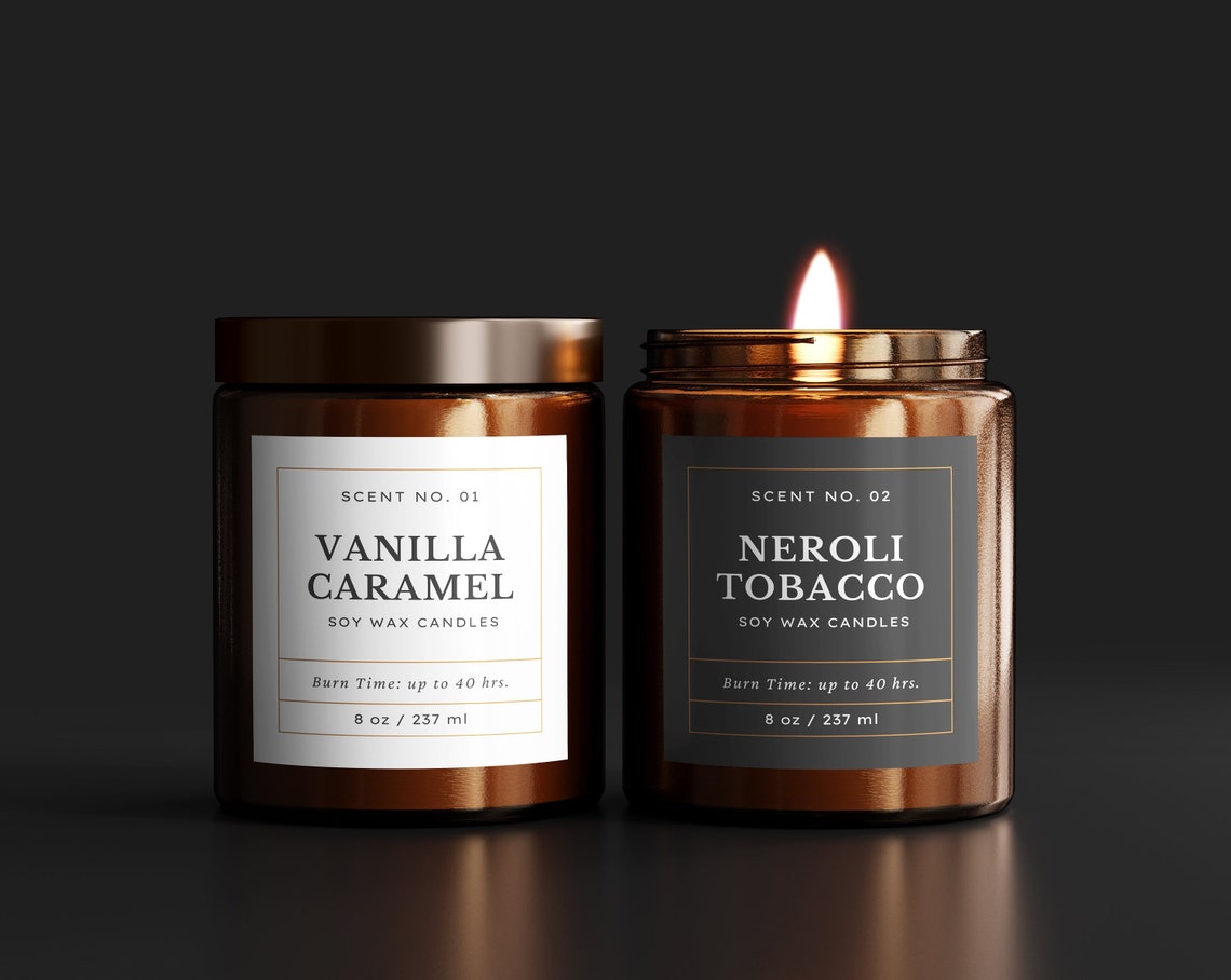 Canva Candle Label Template Design, Modern Candle Jar Label, Custom ...