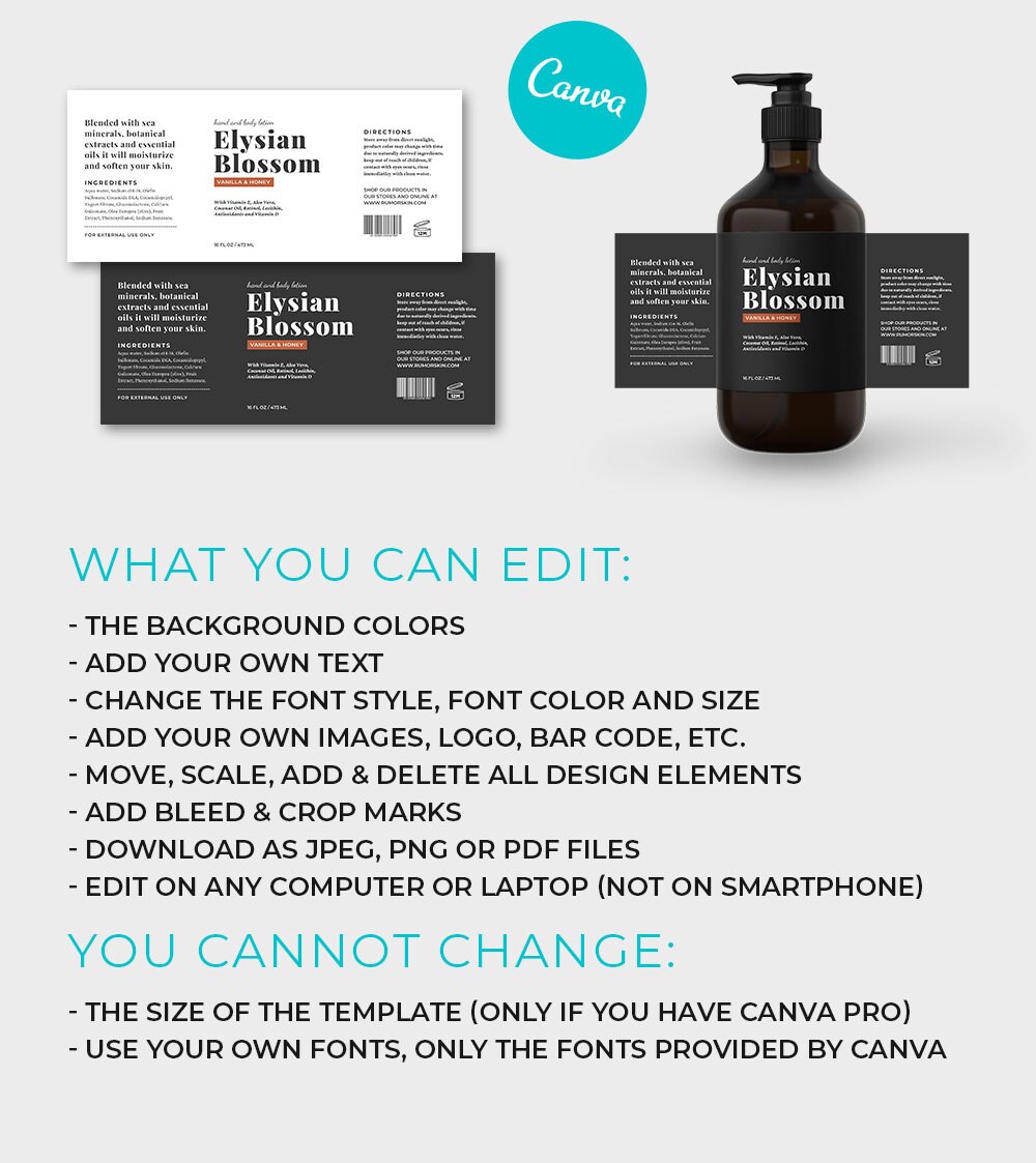 DIY Bottle Label Template Editable Boston Round Label Custom Bottle ...